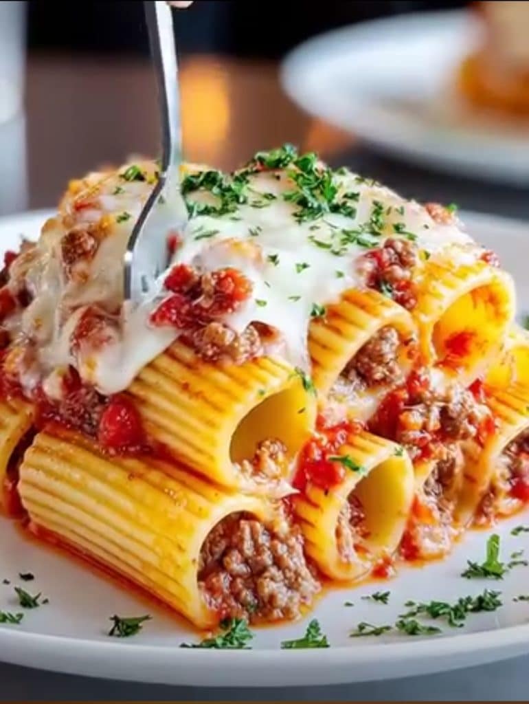 Baked Stuffed Rigatoni with Beef & Mozzarella – Garden Tricks