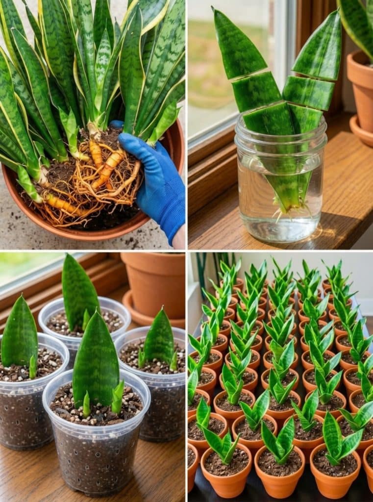How to Propagate Snake Plant Step by Step Using Division, Water Rooting ...